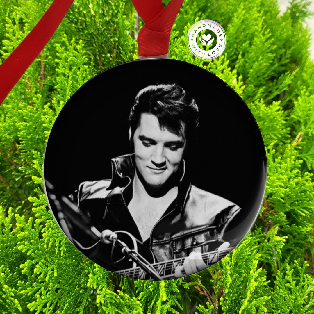 Elvis Presley Personalized Ornament, Black and White Guitar ...