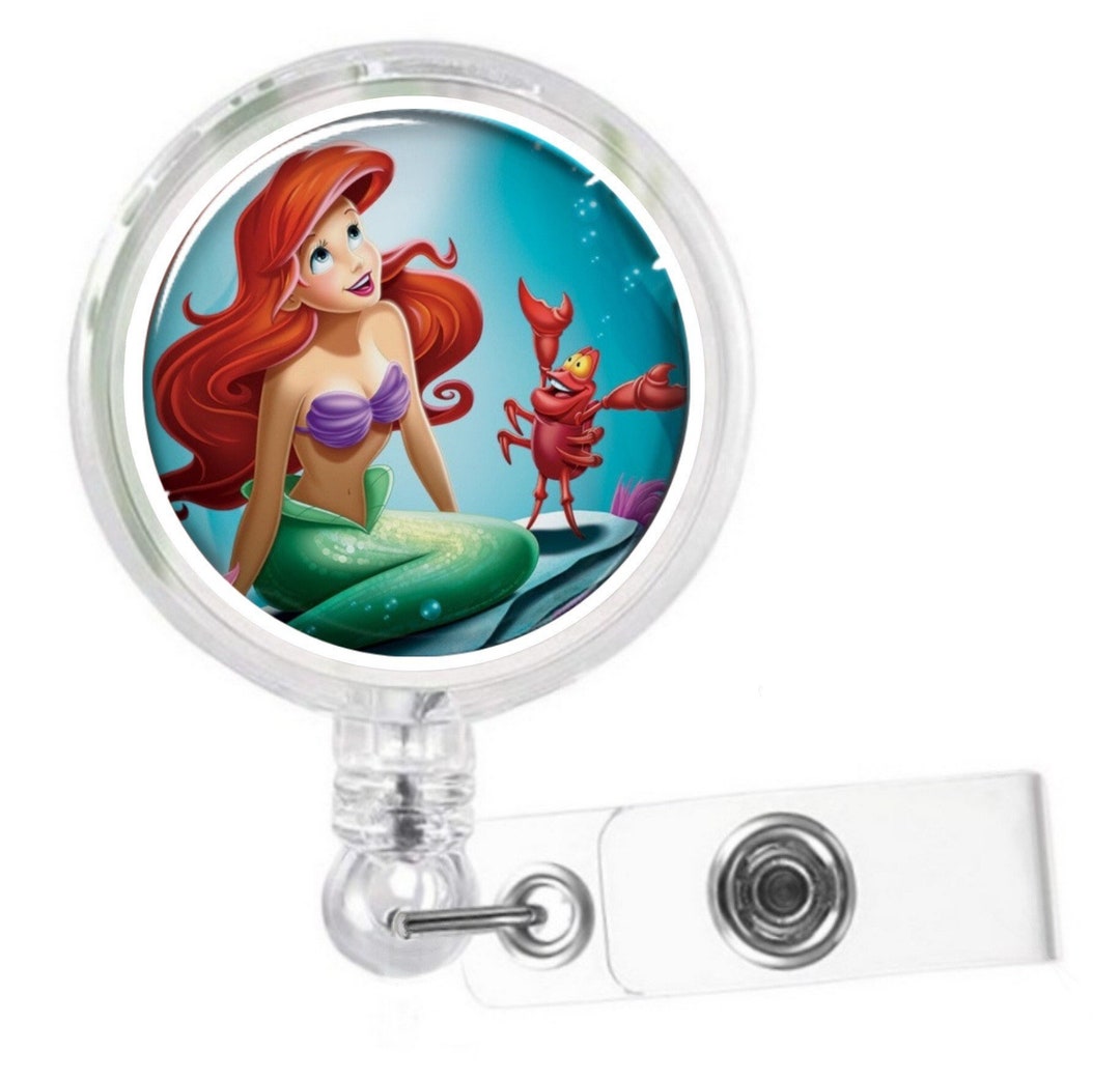 The Little Mermaid, Disney Badge, Ariel, Gift for Friends, Retractable ...