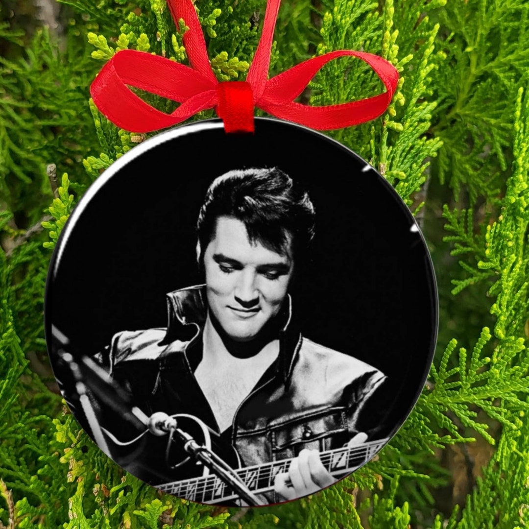 Elvis Presley Personalized Ornament, Black and White Guitar ...