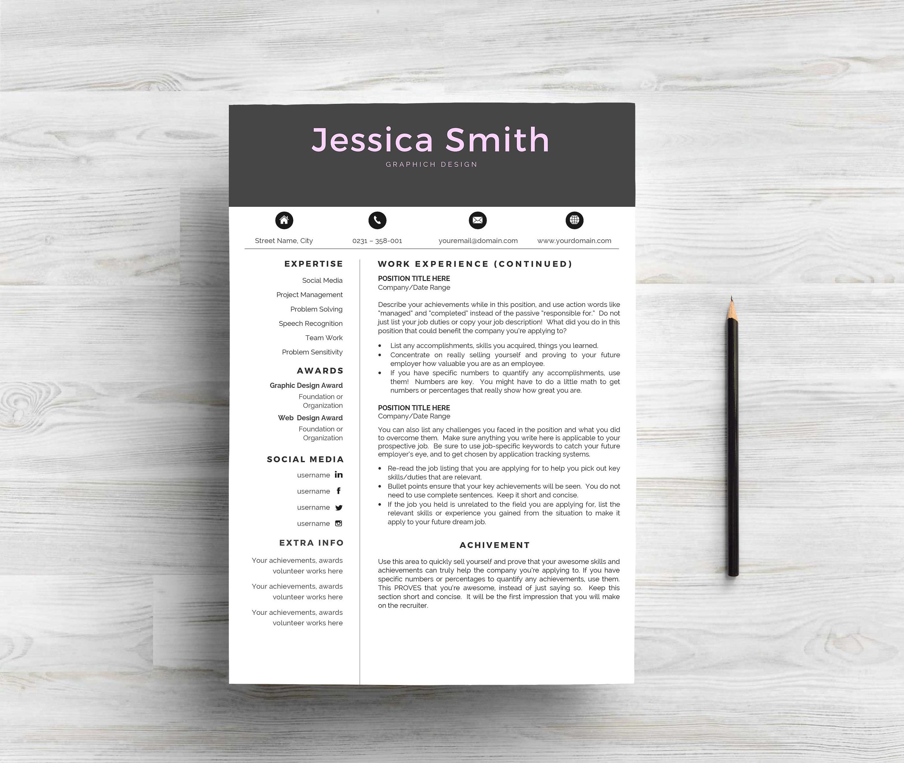 Executive Summary CV Resume Template for Word Instant Download - Etsy
