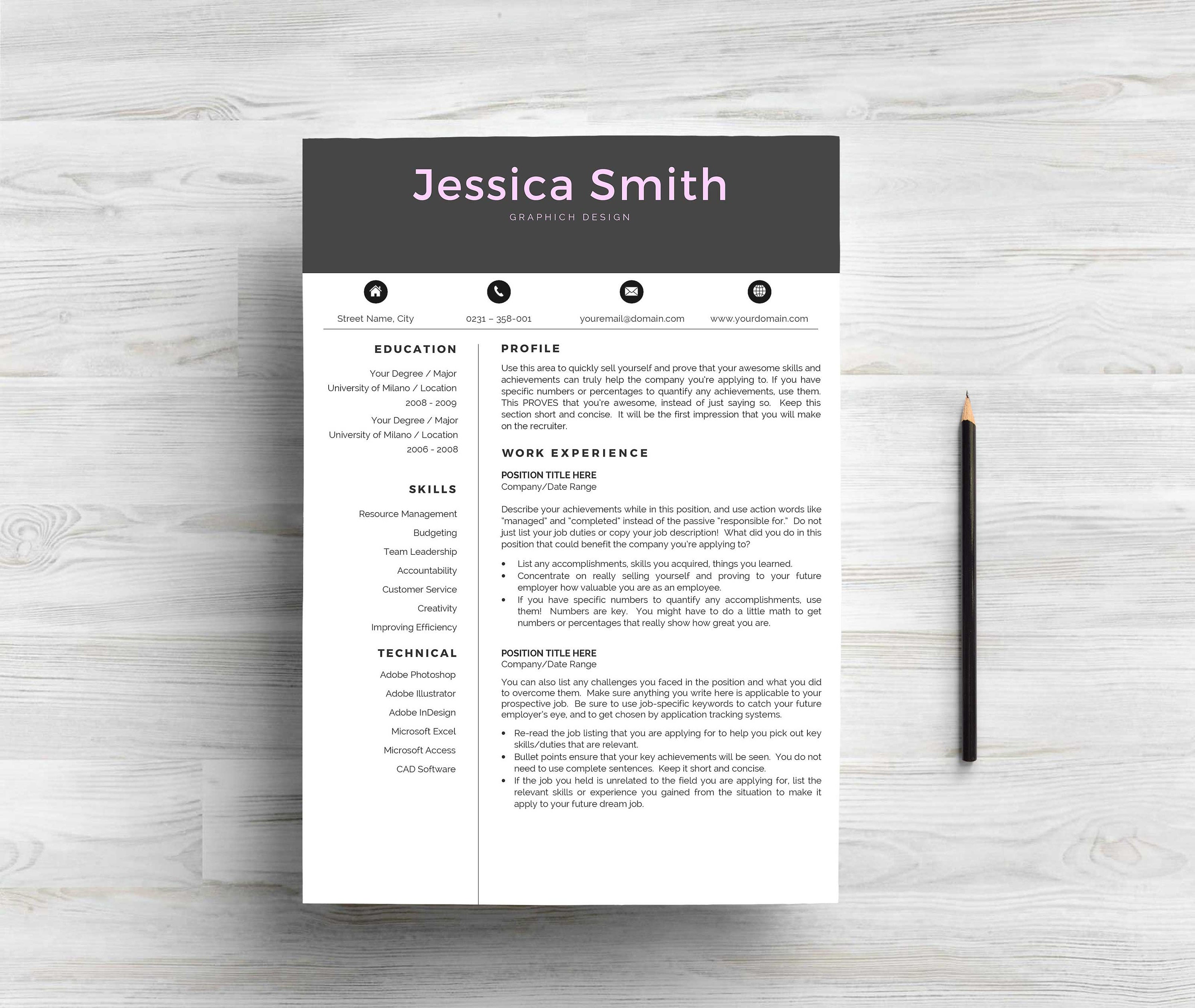 Executive Summary CV Resume Template for Word Instant Download - Etsy
