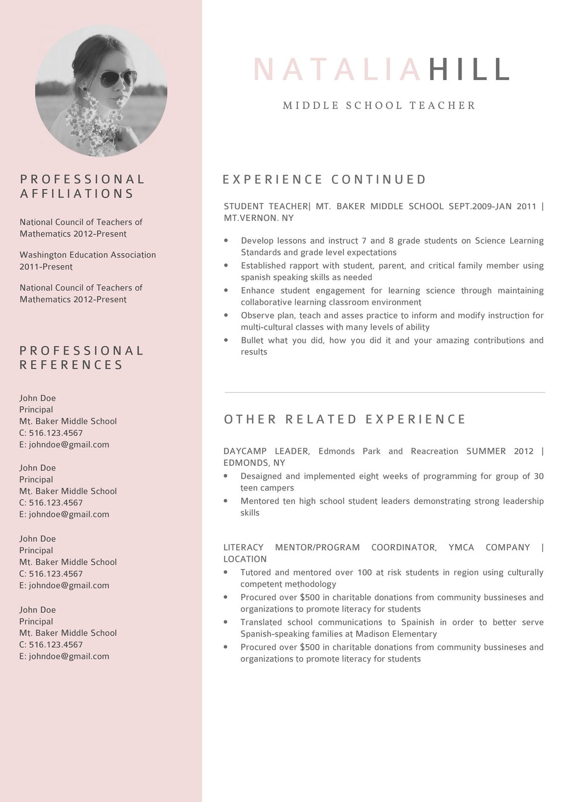 Photo Insert Professional Resume Template for Word Instant Download ...