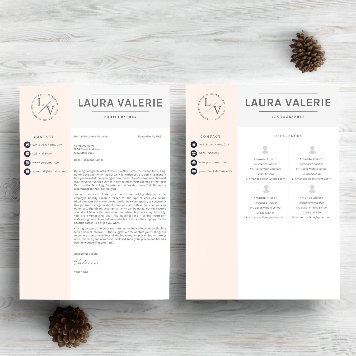 Monogram Professional Resume Template for Word Instant Download Google ...