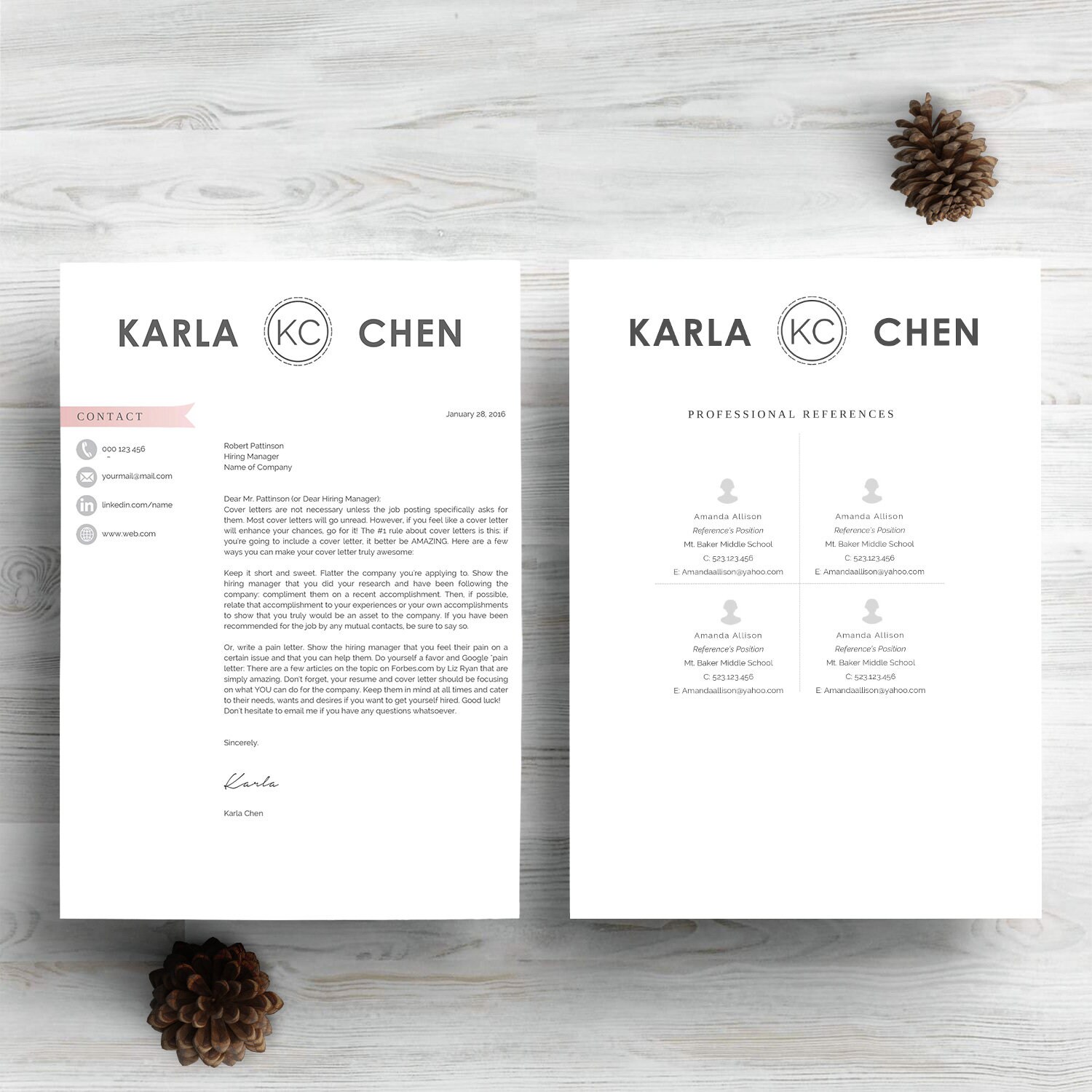 Monogram Professional Resume Template for Word Instant Download Mac ...