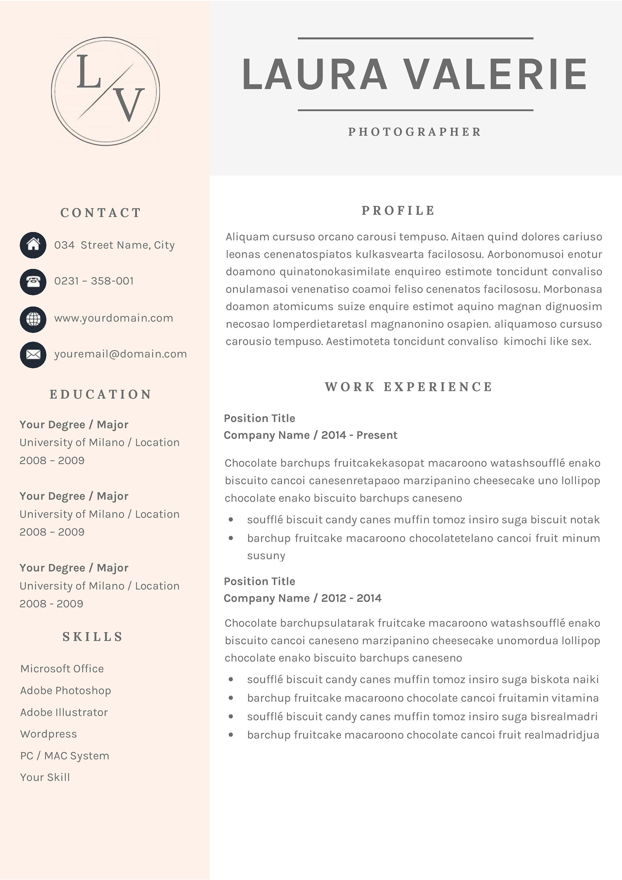 Monogram Professional Resume Template for Word Instant Download Google ...