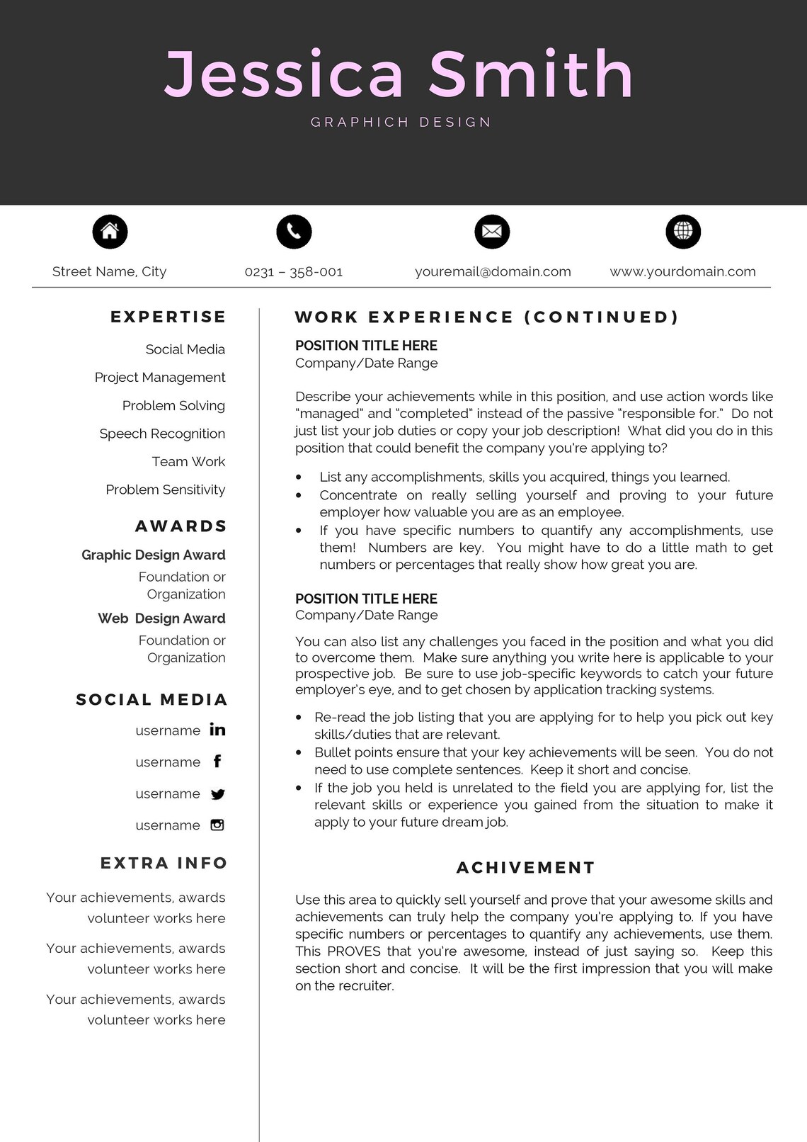 Executive Summary CV Resume Template for Word Instant Download - Etsy