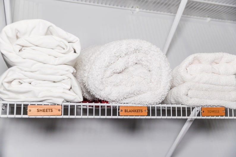 Custom Wood Linen Closet Tags Labels for Laundry Organization | Etsy