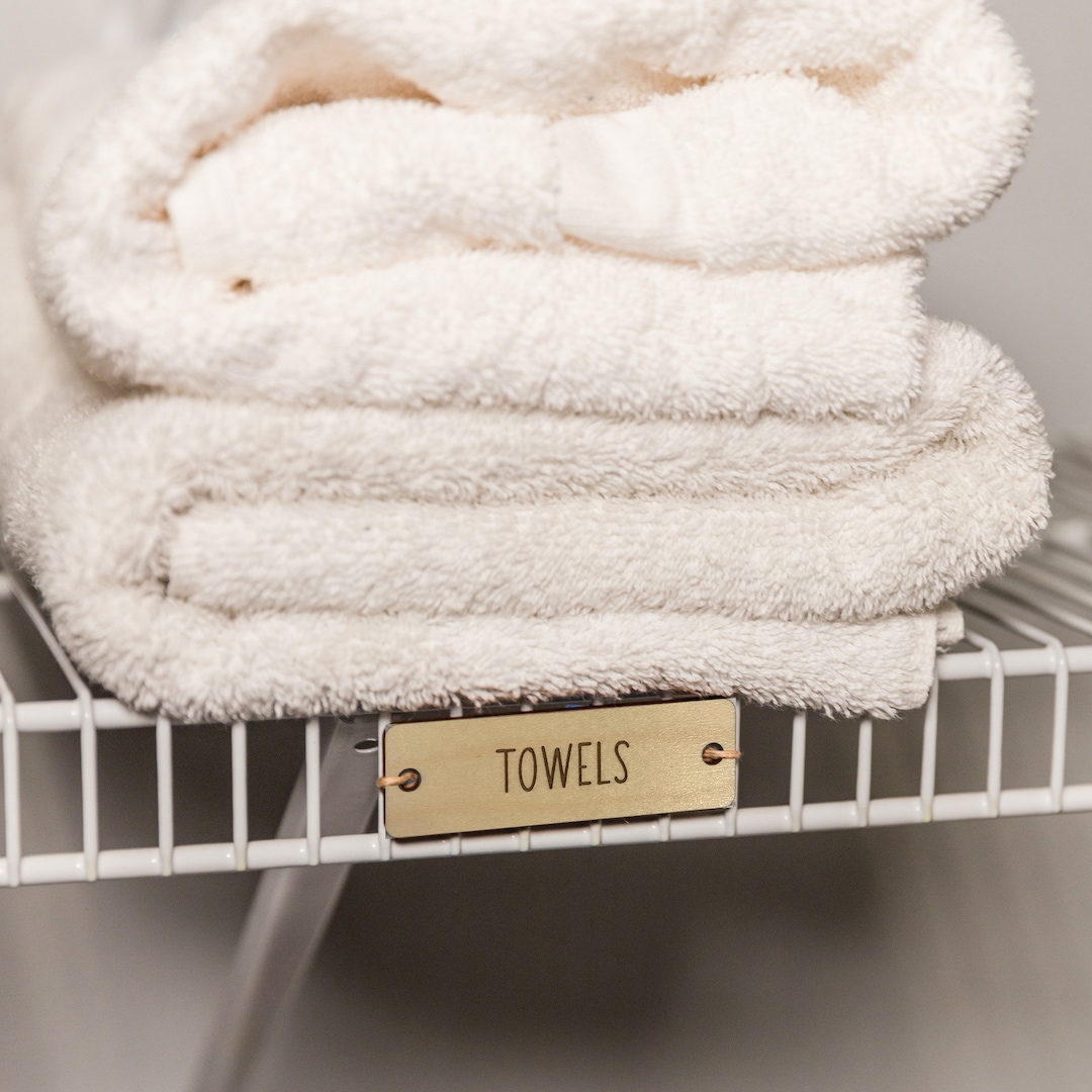 Personalized Wooden Linen Closet Tags: Handwritten Labels for Laundry ...