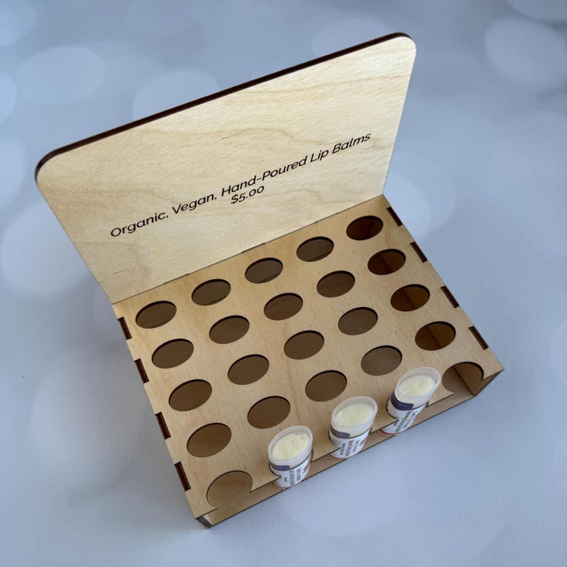 Wooden Lip Balm Display Stand: Laser-cut Countertop Organizer for 25 ...