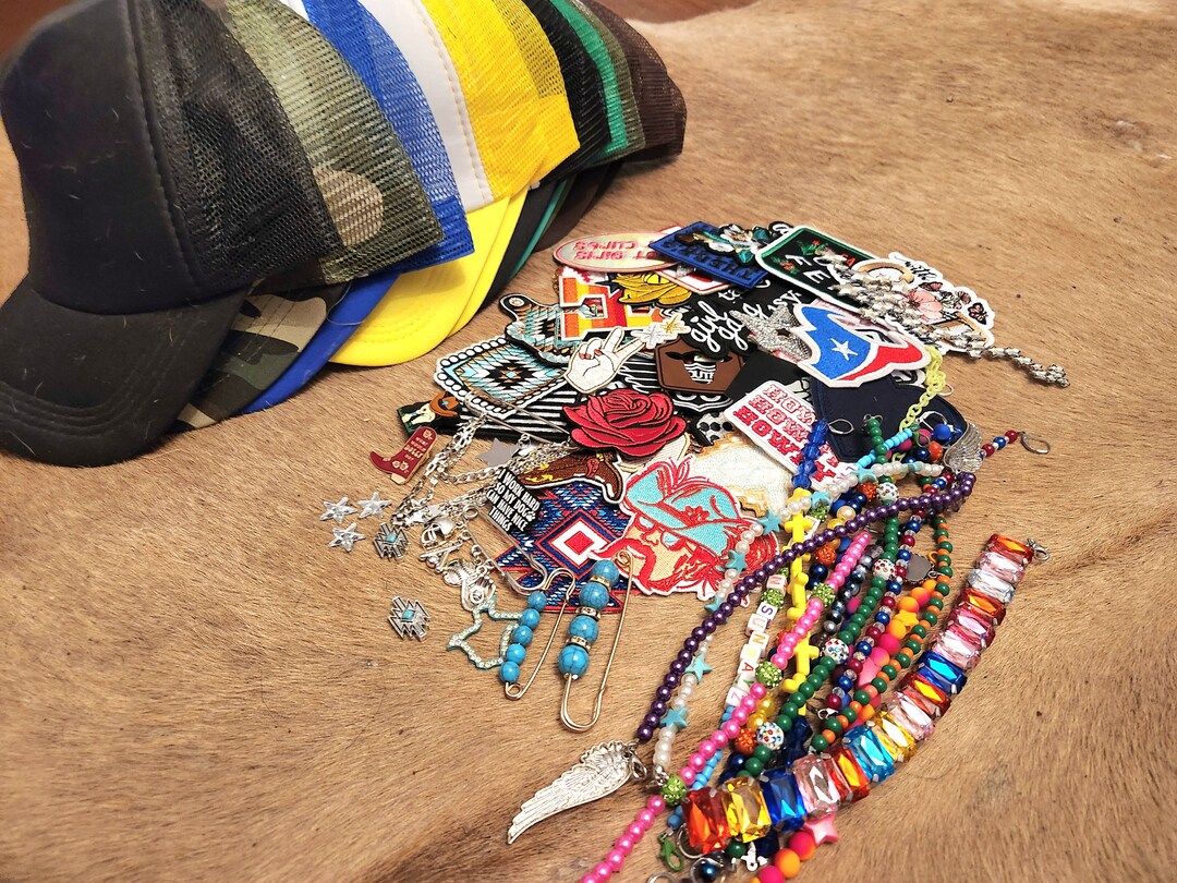 Trucker Hat Bar Start up Kit, Hat Patches, Pins, Chains, Patch Bar ...