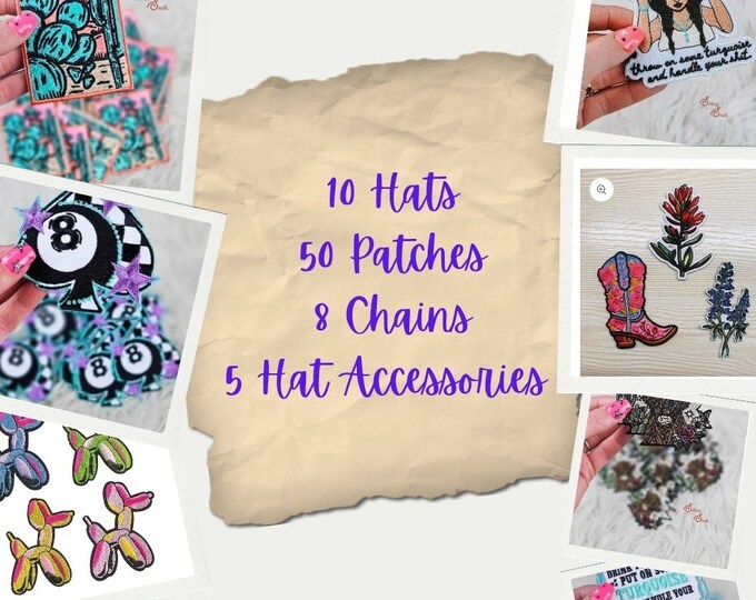 Trucker Hat Bar Start up Kit, Hat Patches, Pins, Chains, Patch Bar ...