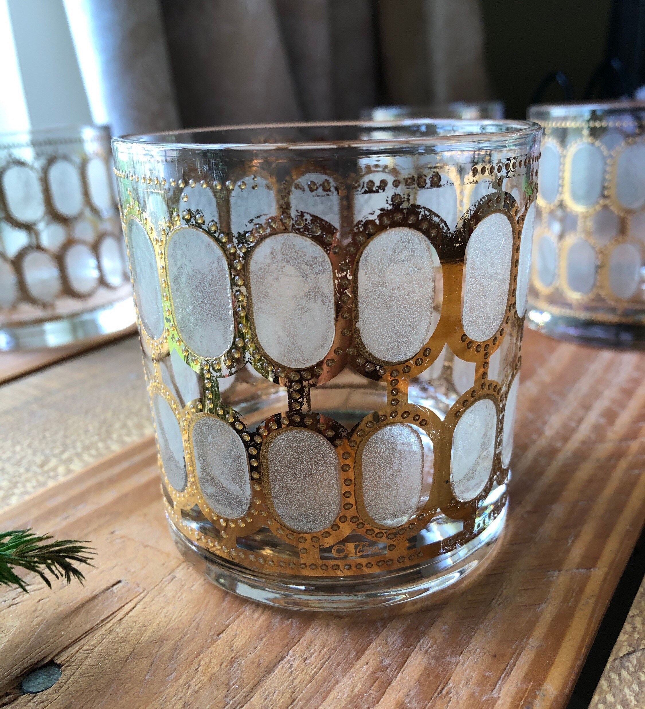 Mid Century Modern MCM Old Fashioned Cera Cora Glassware Barware Ovals ...
