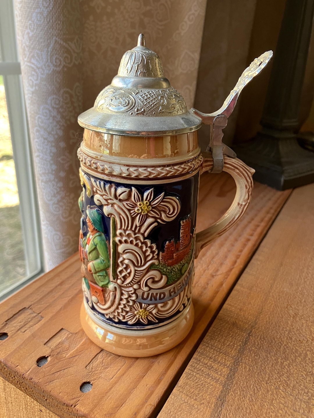 Gerz German Beer Stein With Hinged Lid Half Liter Kuhler Trunk Und ...