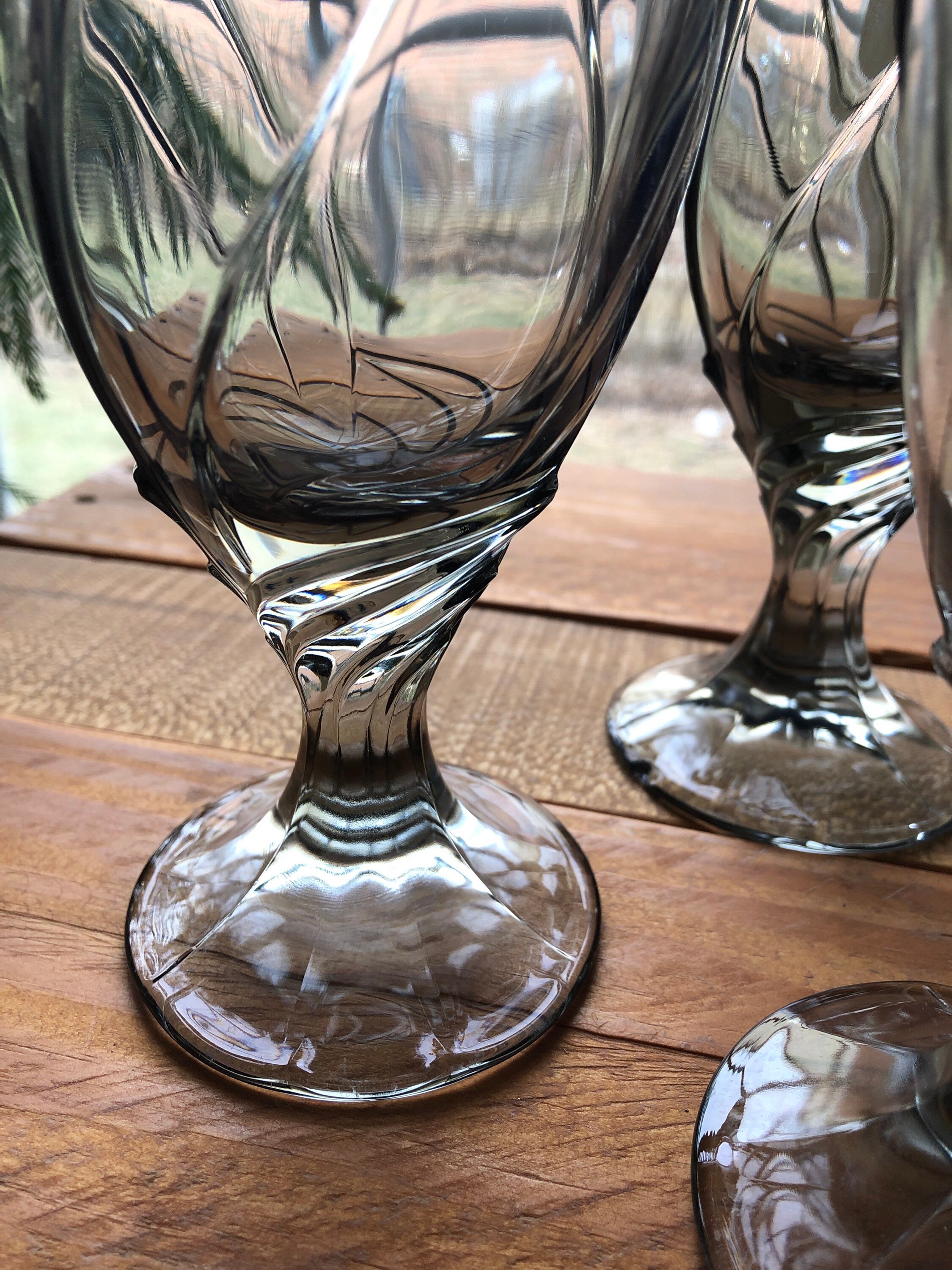 Noritake Smokey Gray Sweet Swirl Stemmed Iced Tea Glasses, Set of 3 - Etsy