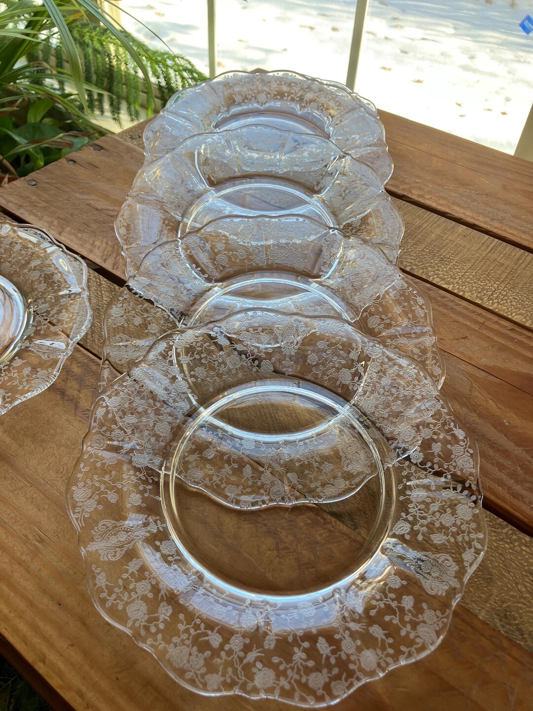 Cambridge Rose Point 1930's Etched Crystal Salad Plates 8” Set of 6 - Etsy