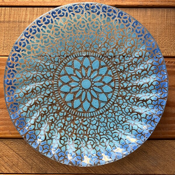 Aqua Glass Plates - Etsy