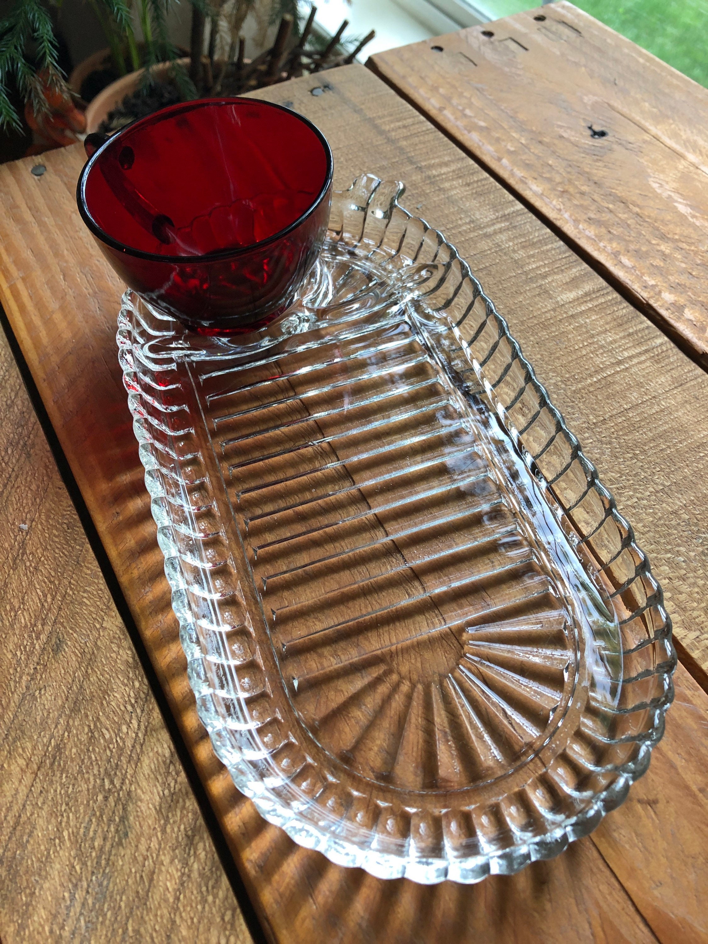 Royal Ruby Anchor Hocking Ovalplate Snack Plate 3 Stackable - Etsy