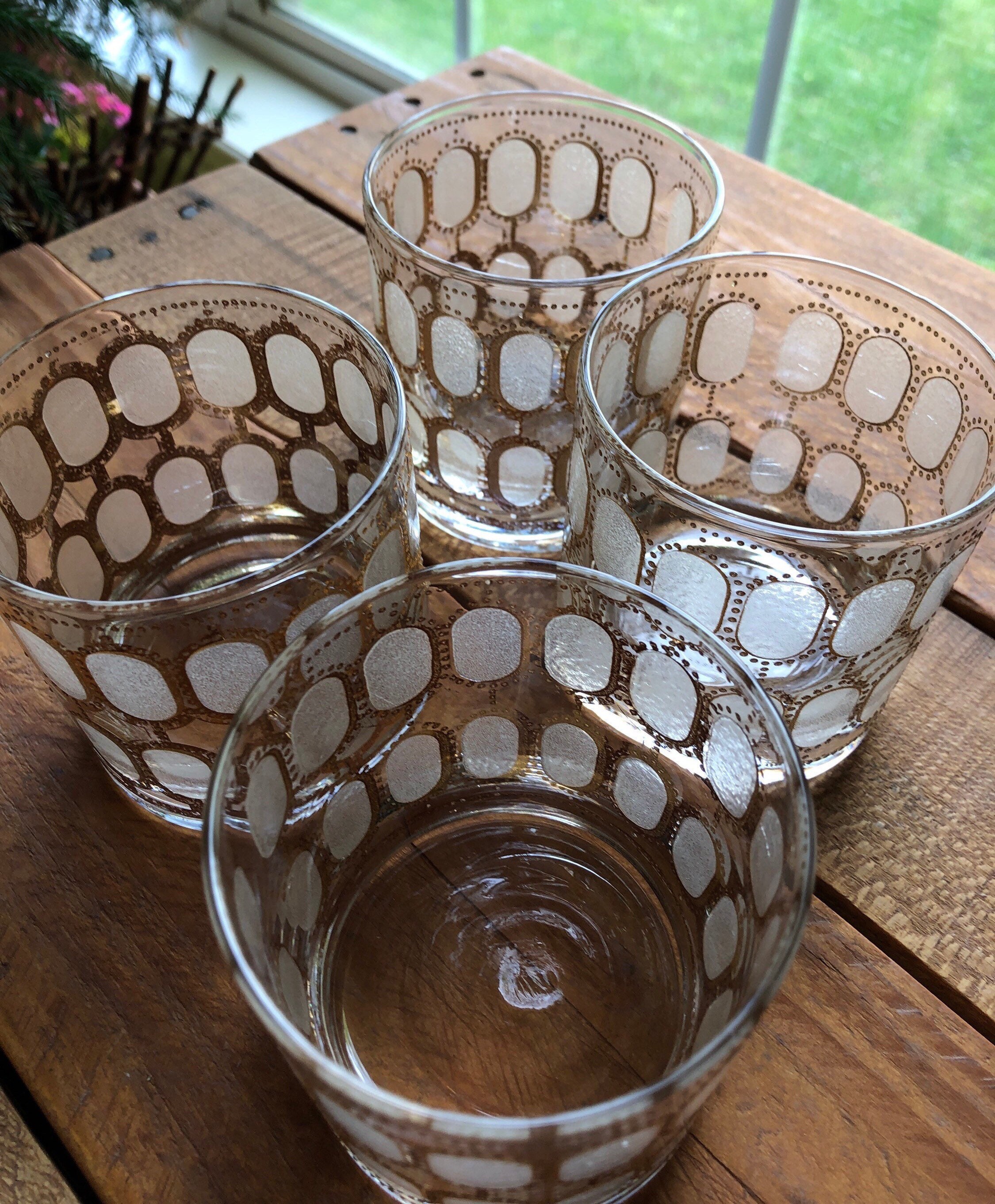 Mid Century Modern MCM Old Fashioned Cera Cora Glassware Barware Ovals ...