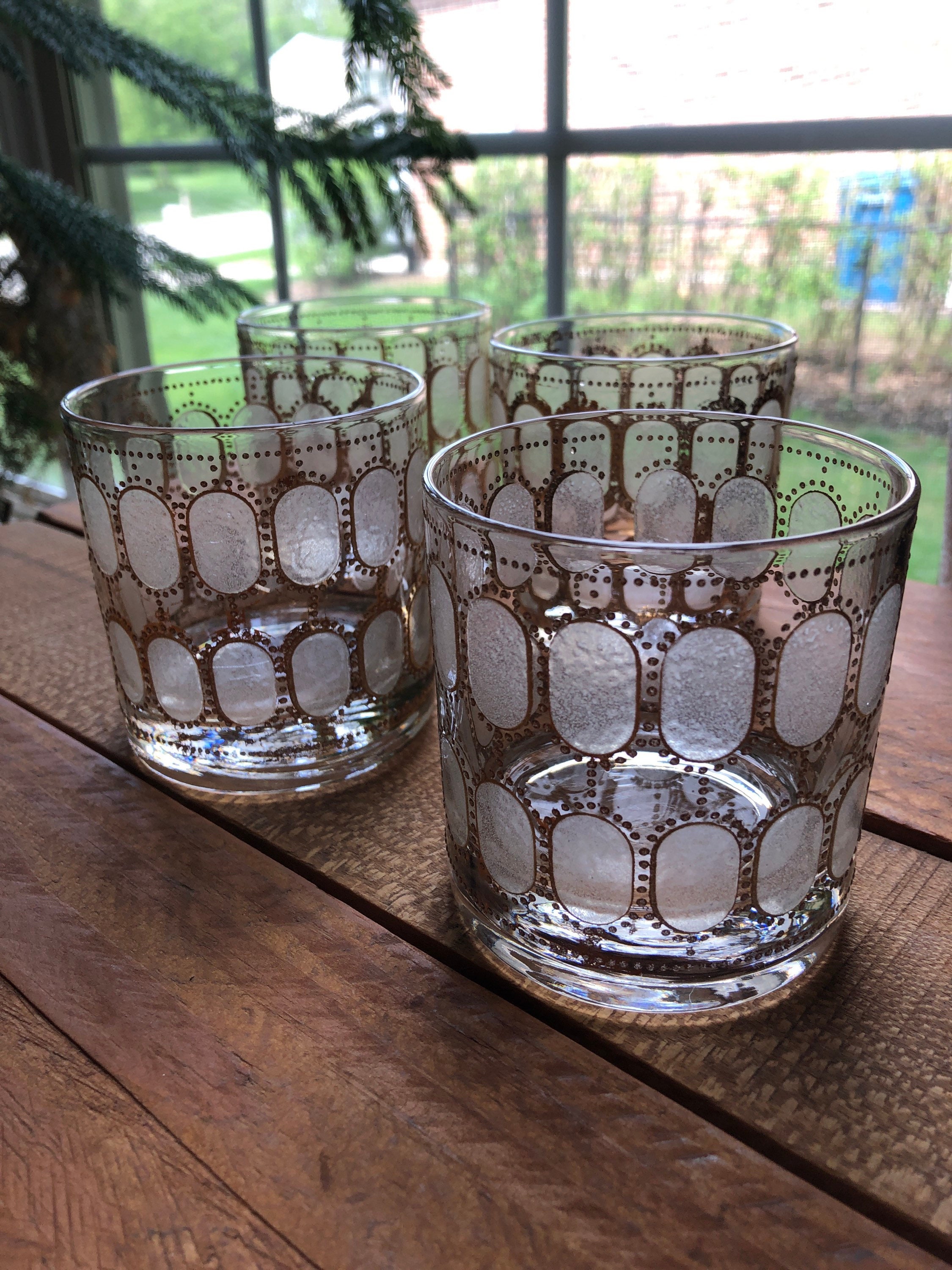 Mid Century Modern MCM Old Fashioned Cora/cera Glassware Ovals & Gold ...