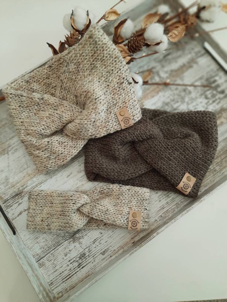 Twisted Wool Knitted Ear Warmer Womens Thick and Thin Neutral - Etsy