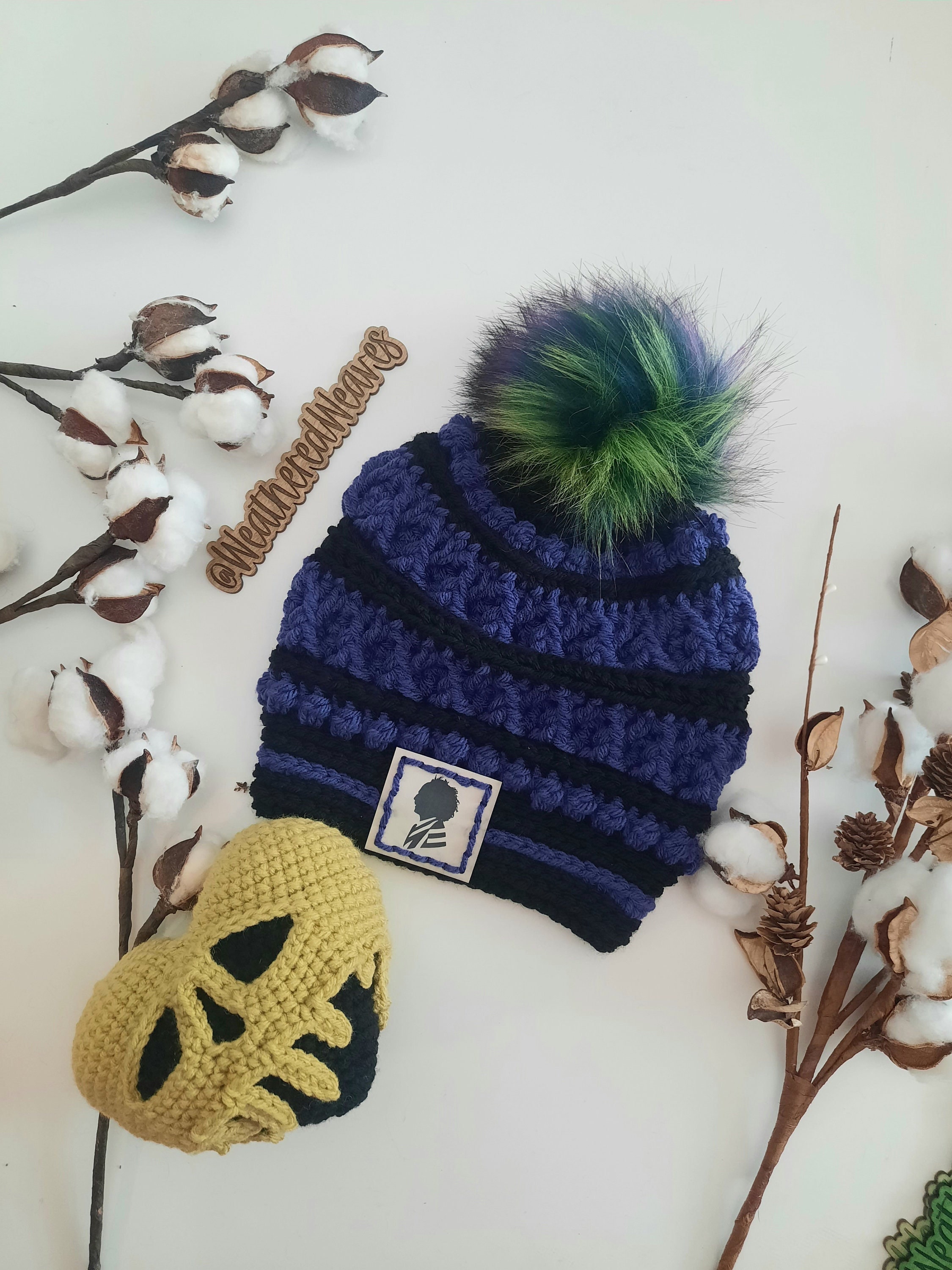 Halloween Purple Black Texture Beetlejuice Beanie Knit Toque, Beetle ...