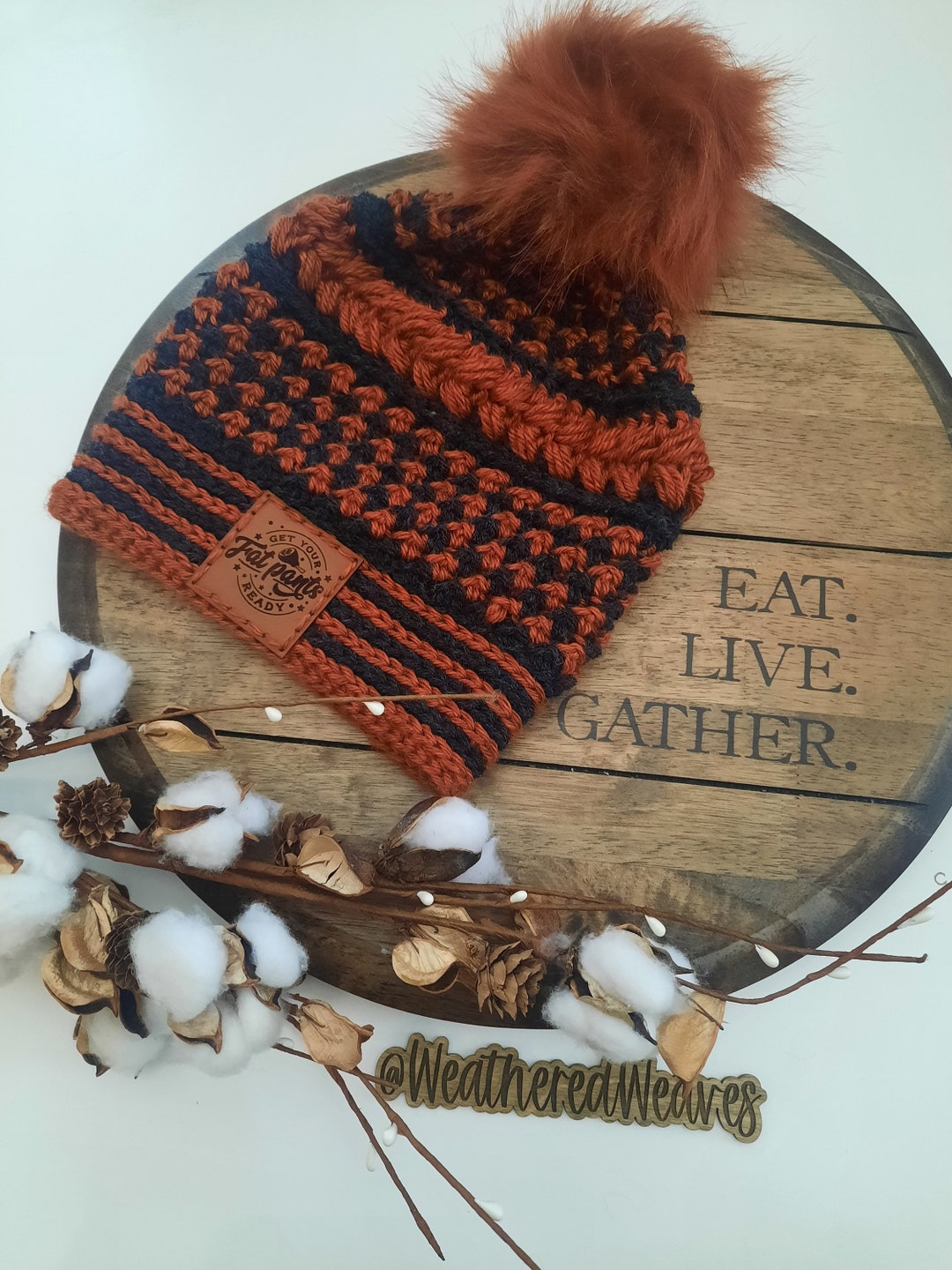 Fall Turkey Day Fat Pants Texture Beanie Knit Toque, Woodland Fall ...