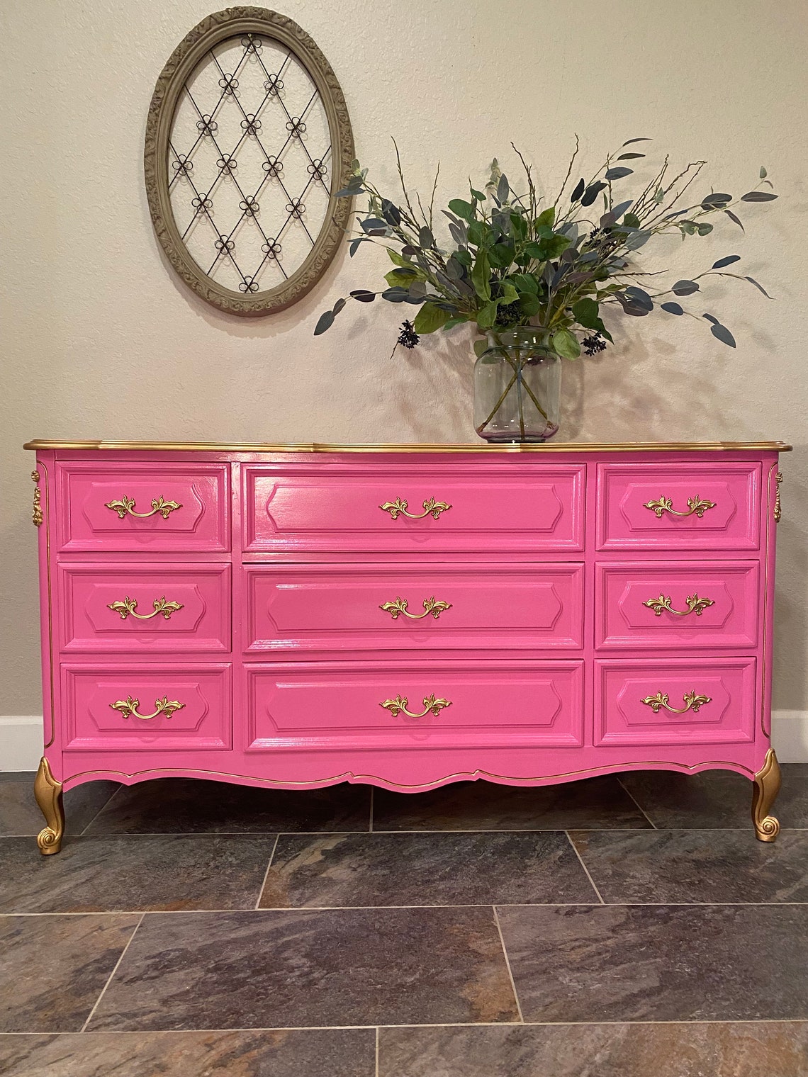 Hot Pink Henry Link French Provincial, Unique Vintage Dresser, Barbie ...