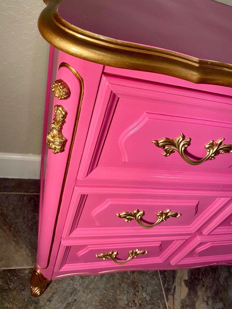 Hot Pink Henry Link French Provincial, Unique Vintage Dresser, Barbie ...
