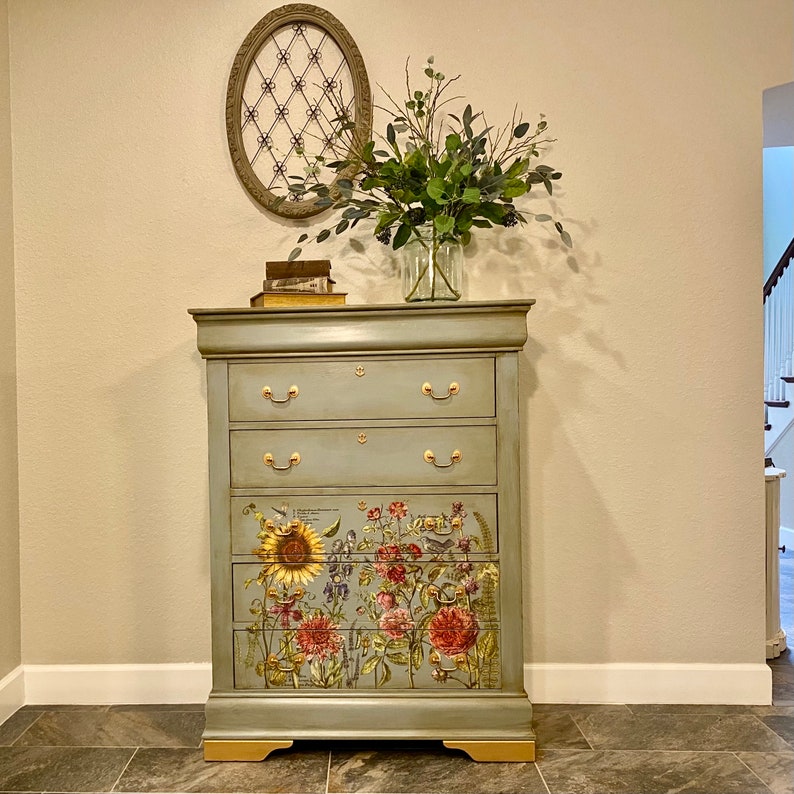 Unique Vintage Tall Dresser Cottage Core, Farmhouse Chest of Drawers - Etsy