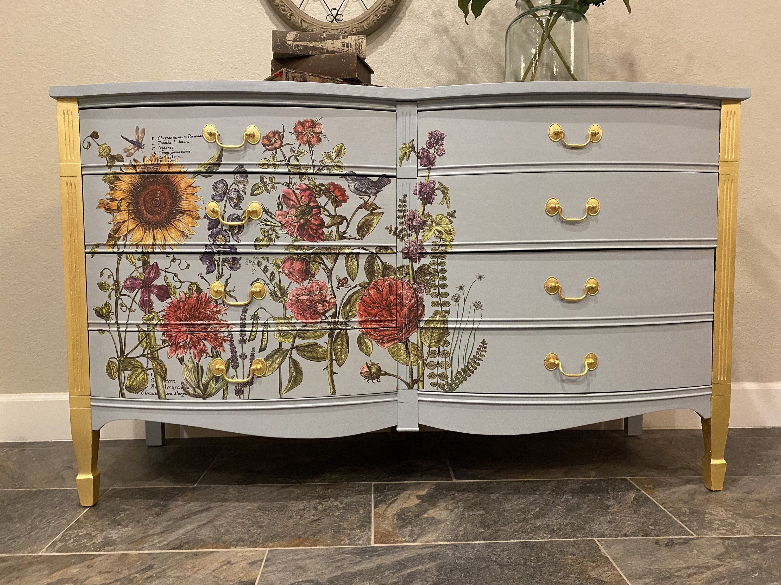 Unique Dresser, Hand Painted, Boho, Solid Wood Antique Custom Made to ...