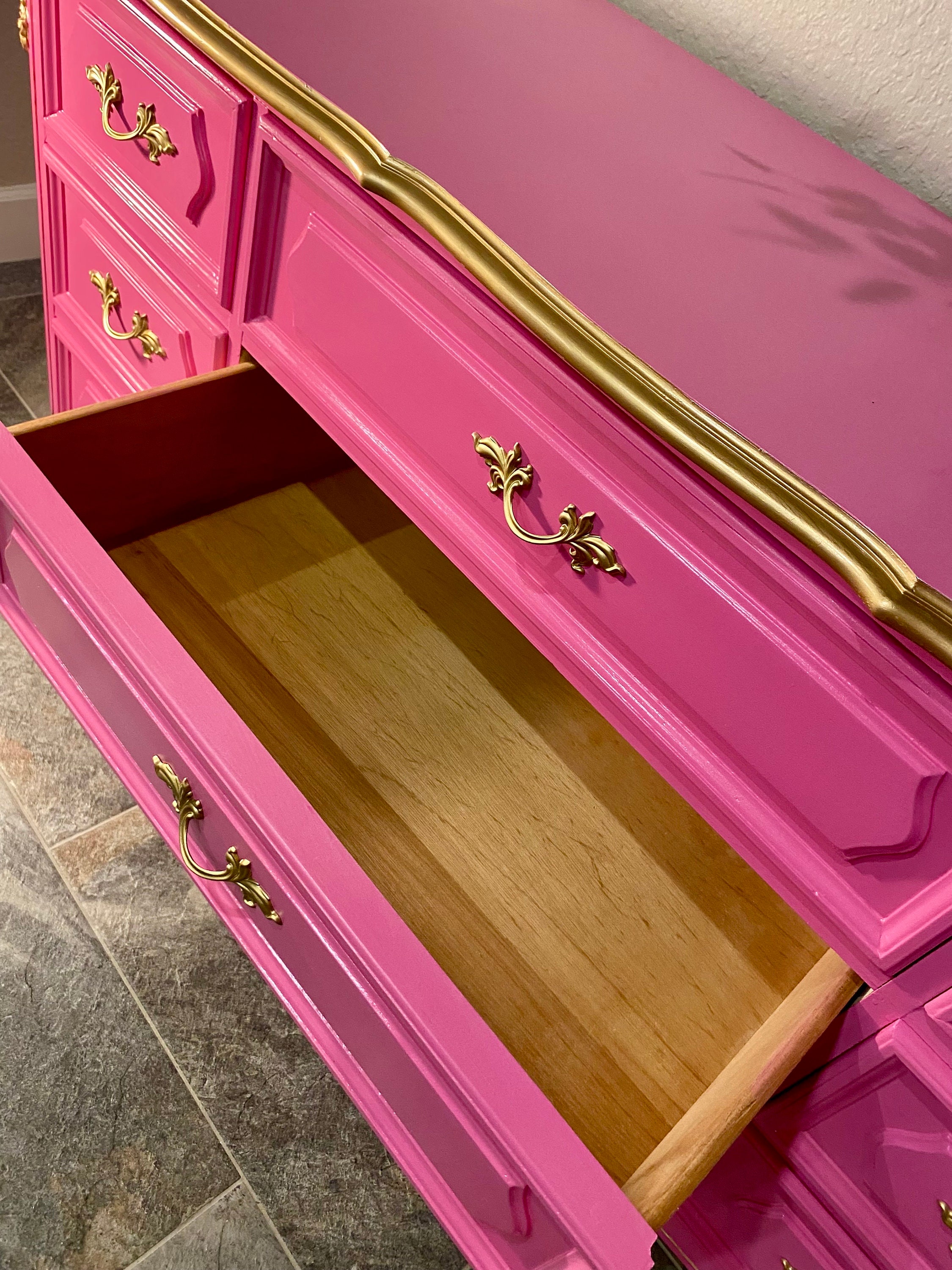 Hot Pink Henry Link French Provincial, Unique Vintage Dresser, Barbie ...