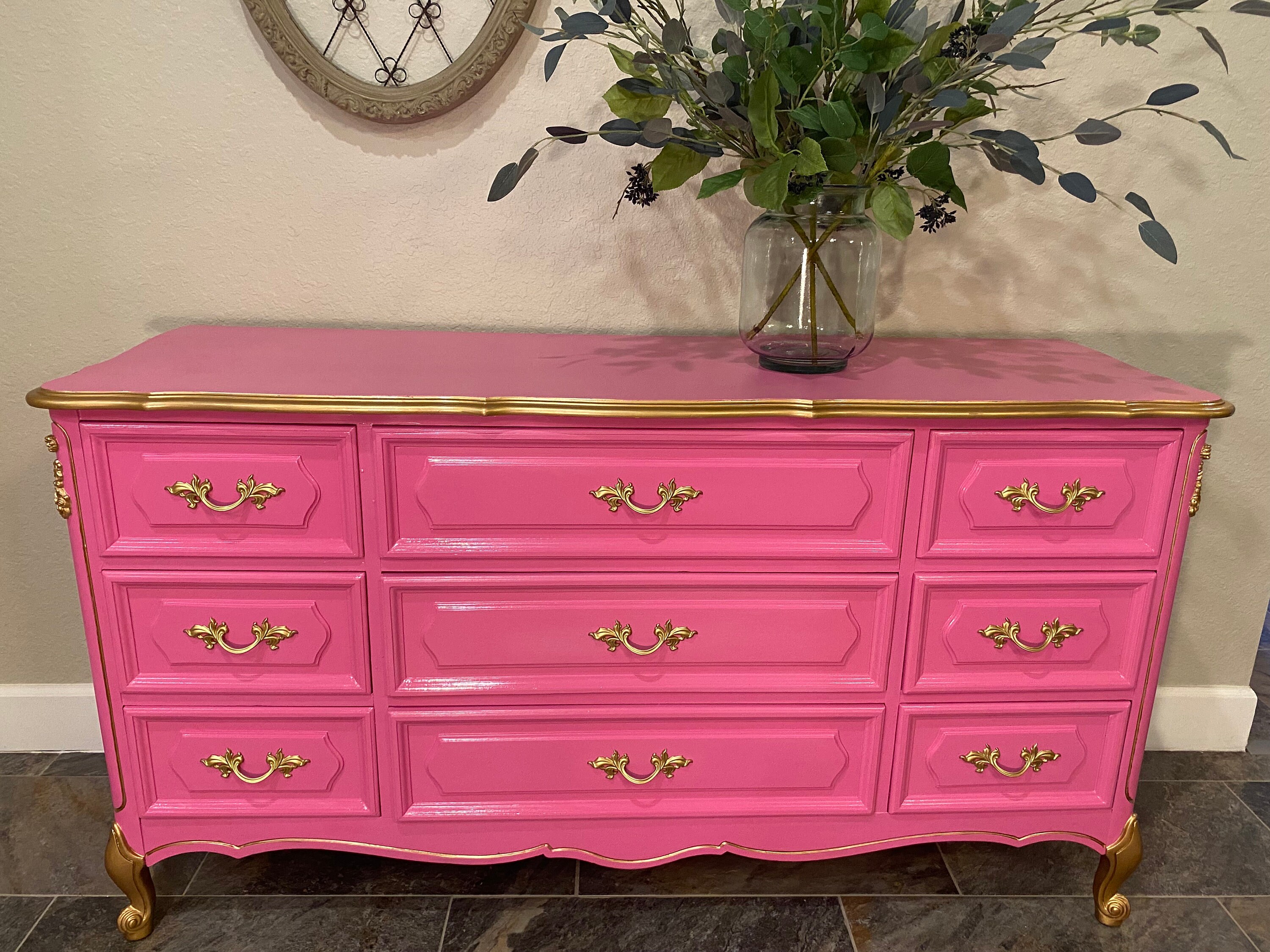 Hot Pink Henry Link French Provincial, Unique Vintage Dresser, Barbie ...