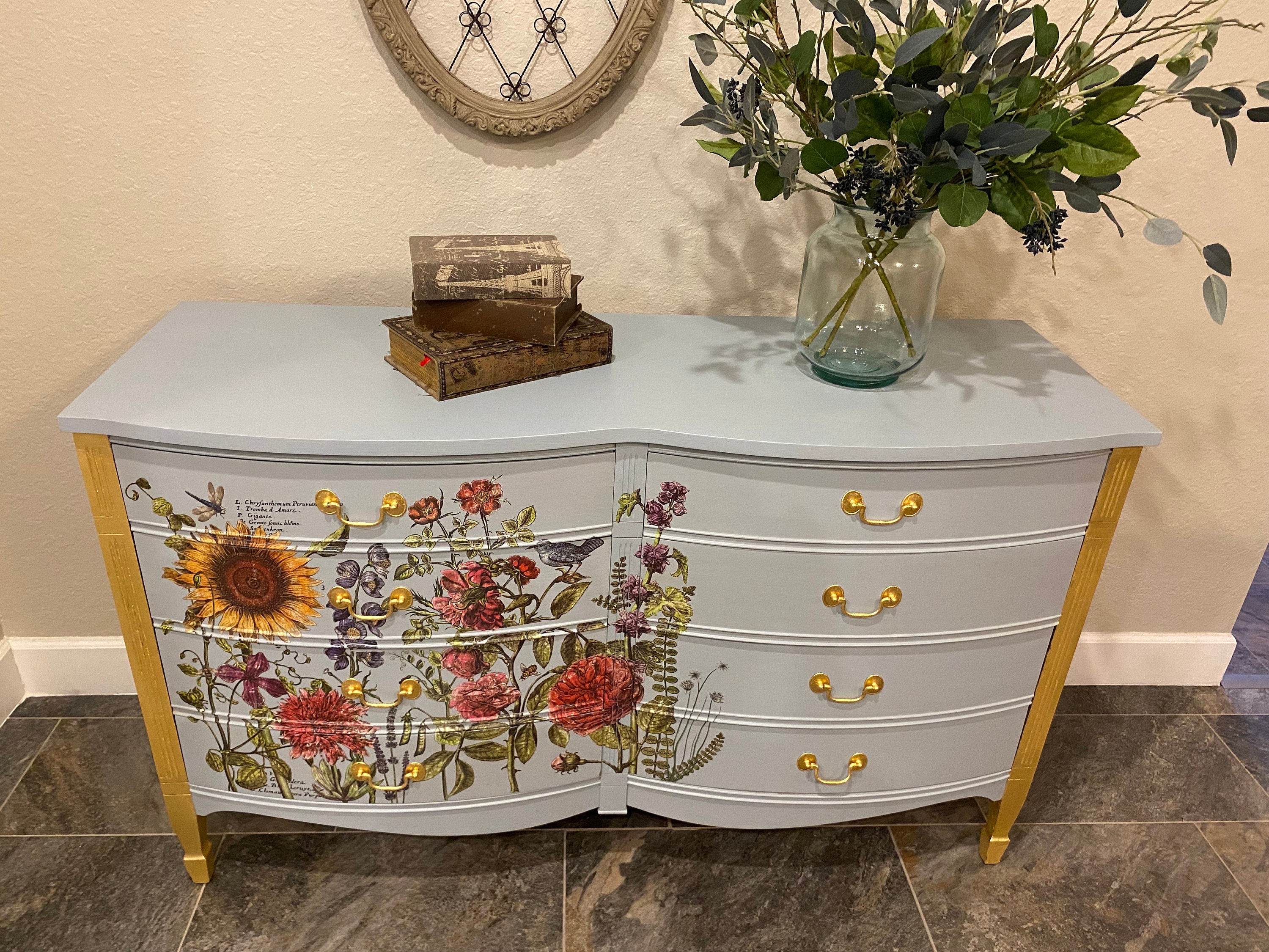 Unique Dresser, Hand Painted, Boho, Solid Wood Antique Custom Made to ...