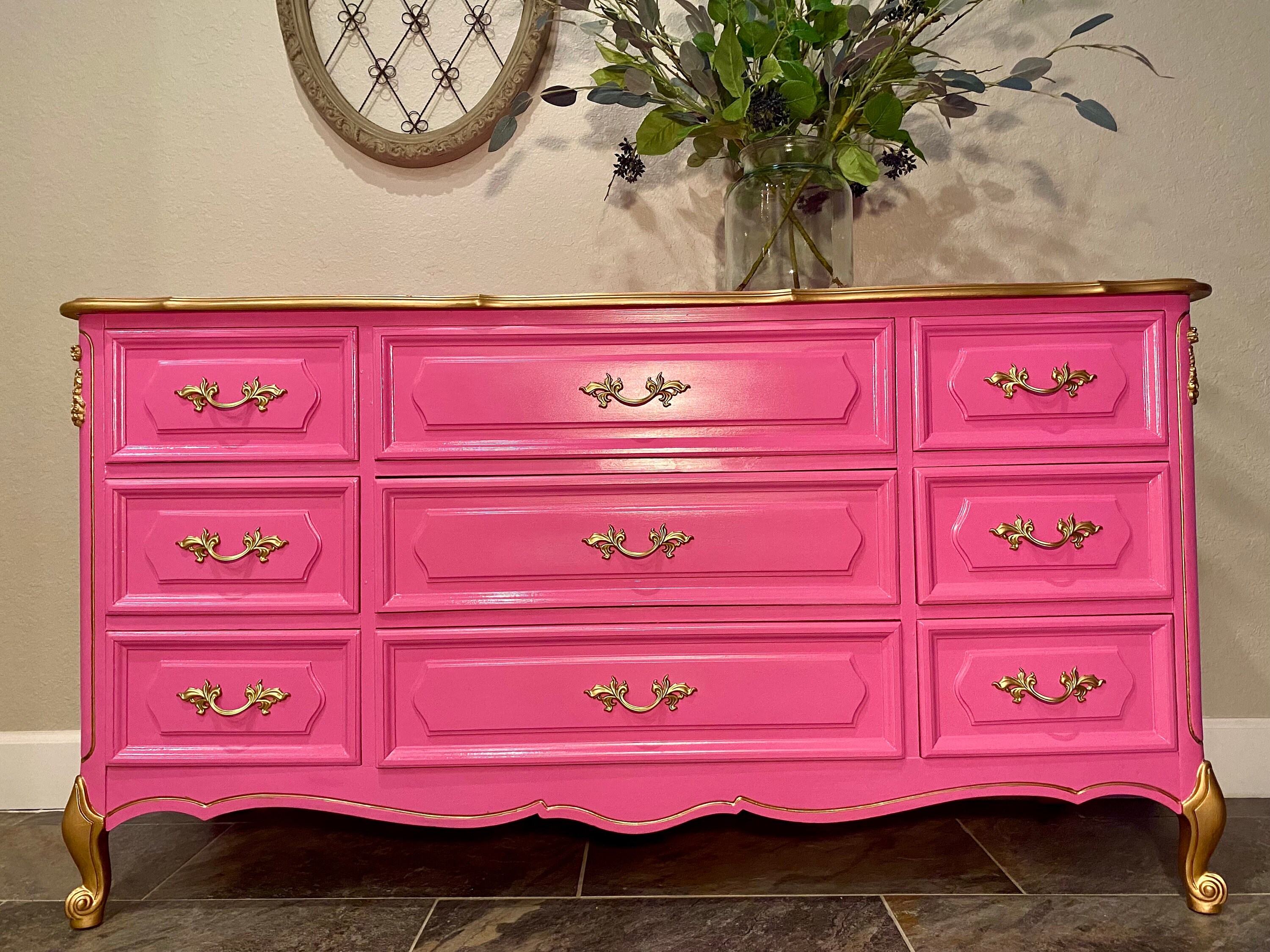 Hot Pink Henry Link French Provincial, Unique Vintage Dresser, Barbie ...