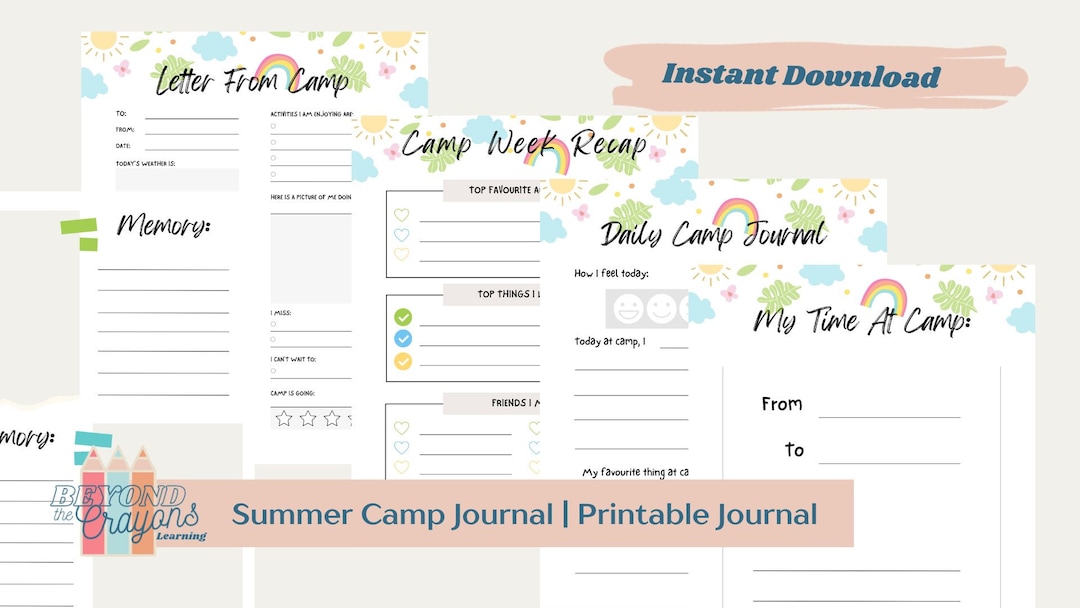 Summer Camp Journal Printable, Camp Diary, Instant Download - Etsy