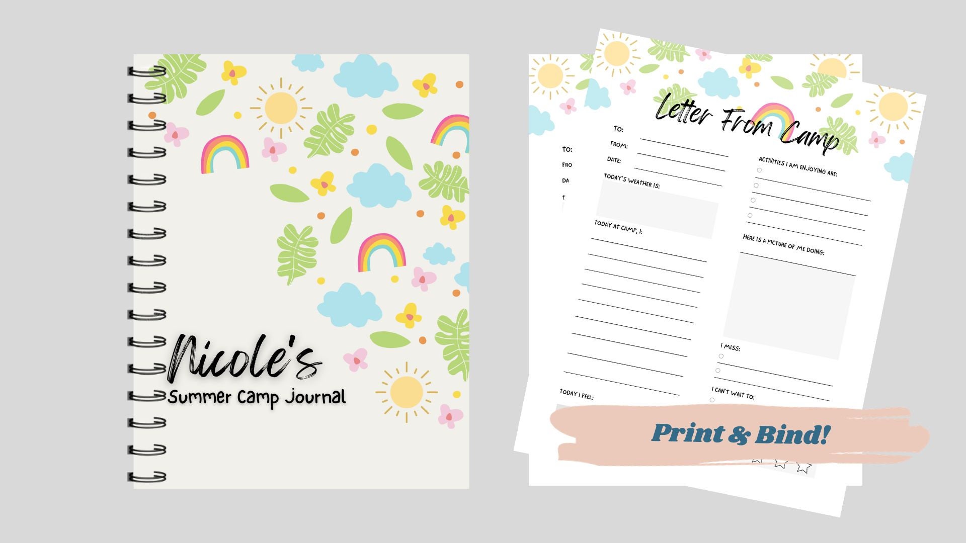 Summer Camp Journal Printable, Camp Diary, Instant Download - Etsy