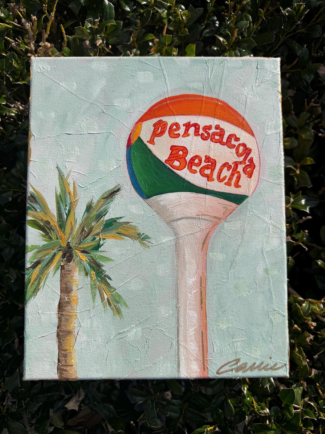 Original Pensacola Beach Water Tower Painting, Hand Painted Beach Ball ...