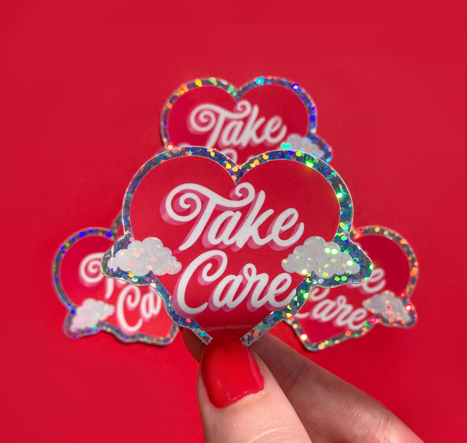 Take Care Glitter Stickers - Etsy