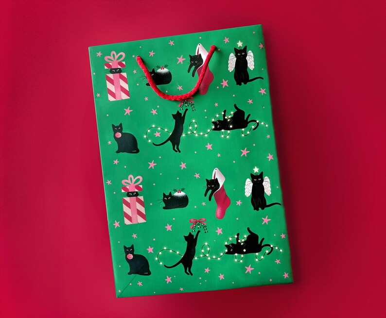 Black Cat Christmas Large Gift Bag - Etsy