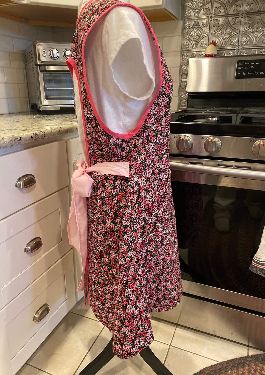 Vintage Apron, Retro Apron, 1940 Apron, Full Coverage Apron, Pink ...