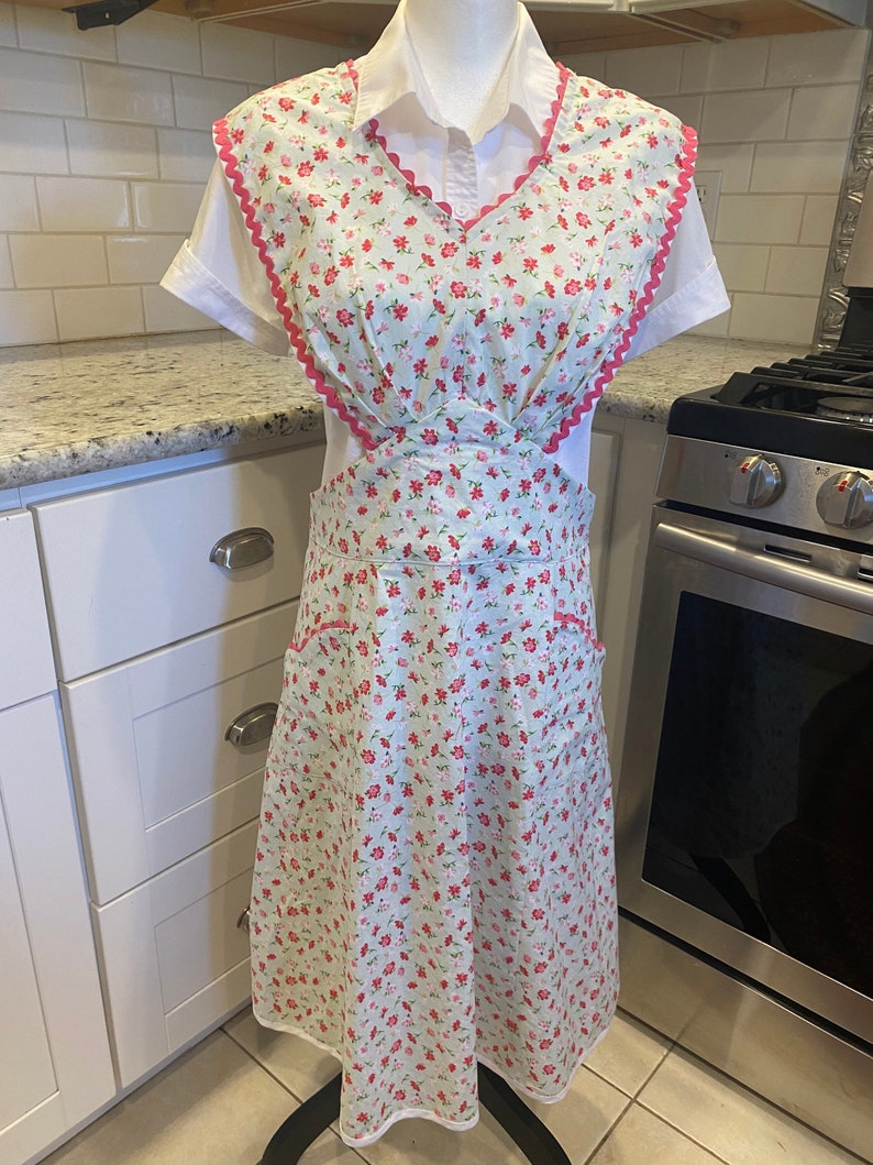 Vintage Apron Retro Full Coverage Apron 1930 Bib Apron Pink - Etsy