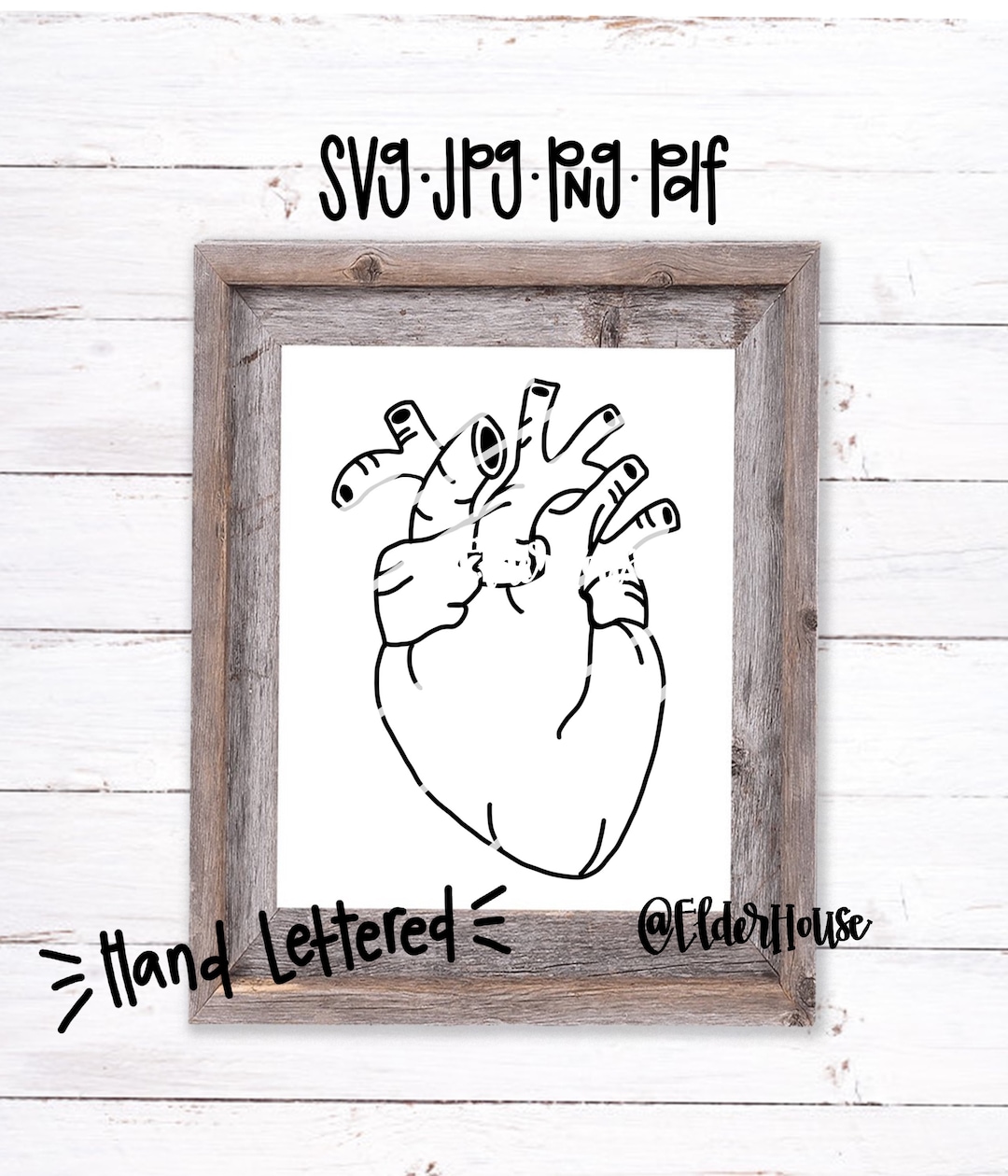 Anatomical Heart Blank SVG Printable - Etsy