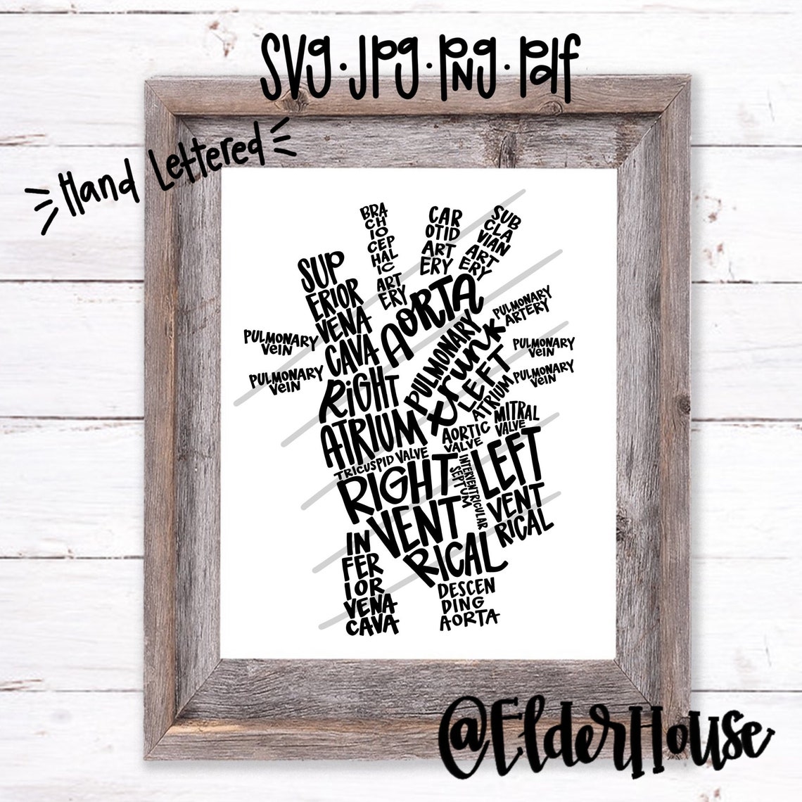 Anatomical Heart Word Art - Etsy
