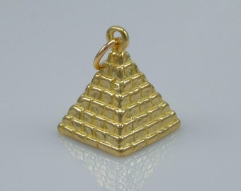 Genuine SOLID 9ct YELLOW GOLD 3D Egyptian Pyramid Charm Pendant History ...