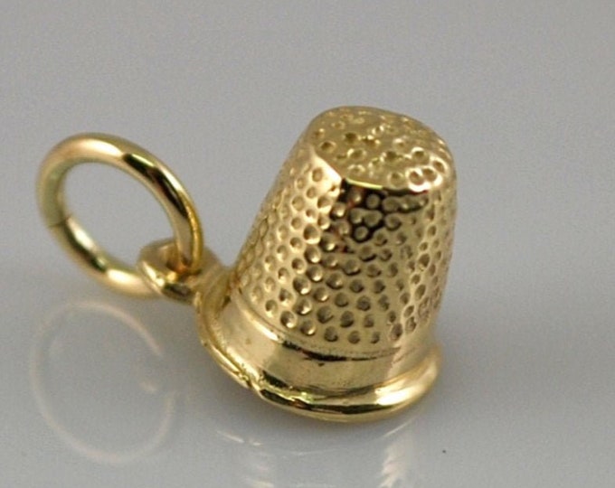 Solid 9ct Gold Thimble Charm Pendant - Etsy