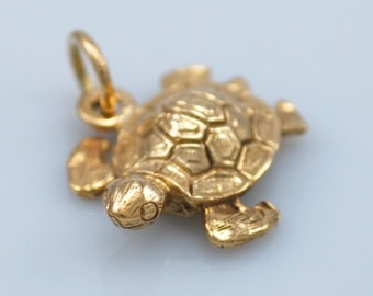 9ct Yellow Gold Turtle Charm Gold Turtle Pendant | Etsy UK