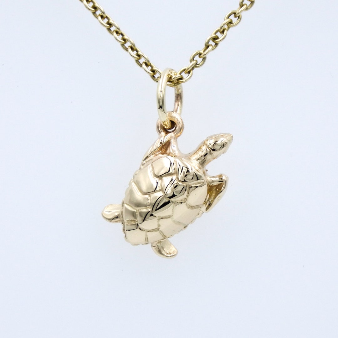 Solid 9ct Gold Turtle Charm Pendant - Etsy