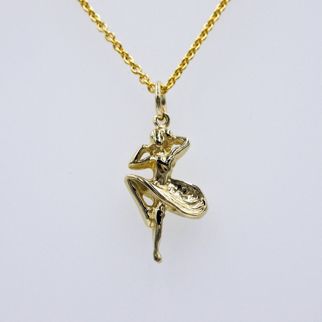 Solid 9ct Gold Ballerina Charm Pendant - Etsy Israel