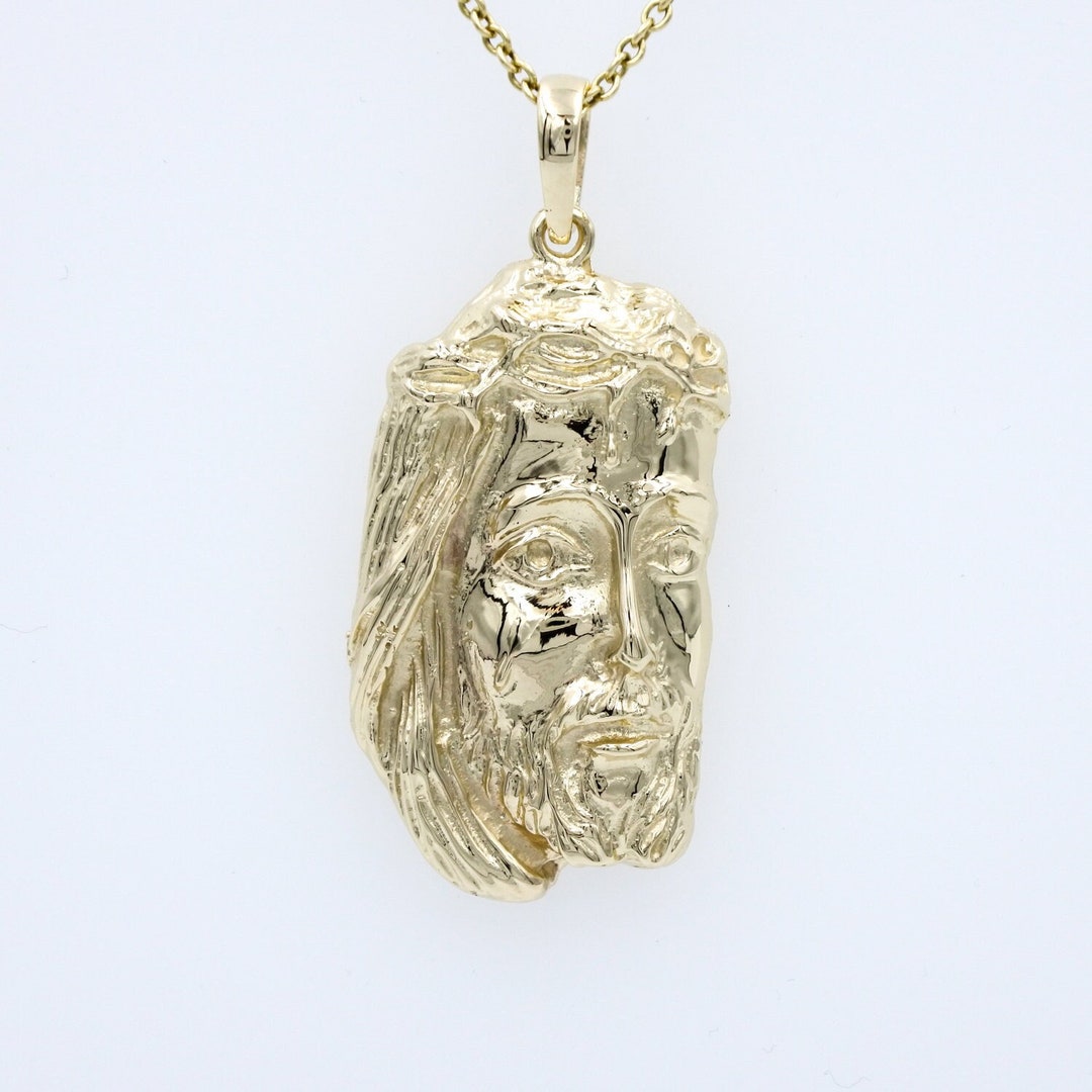 Solid 9ct Gold Large Jesus Christ Head Pendant - Etsy