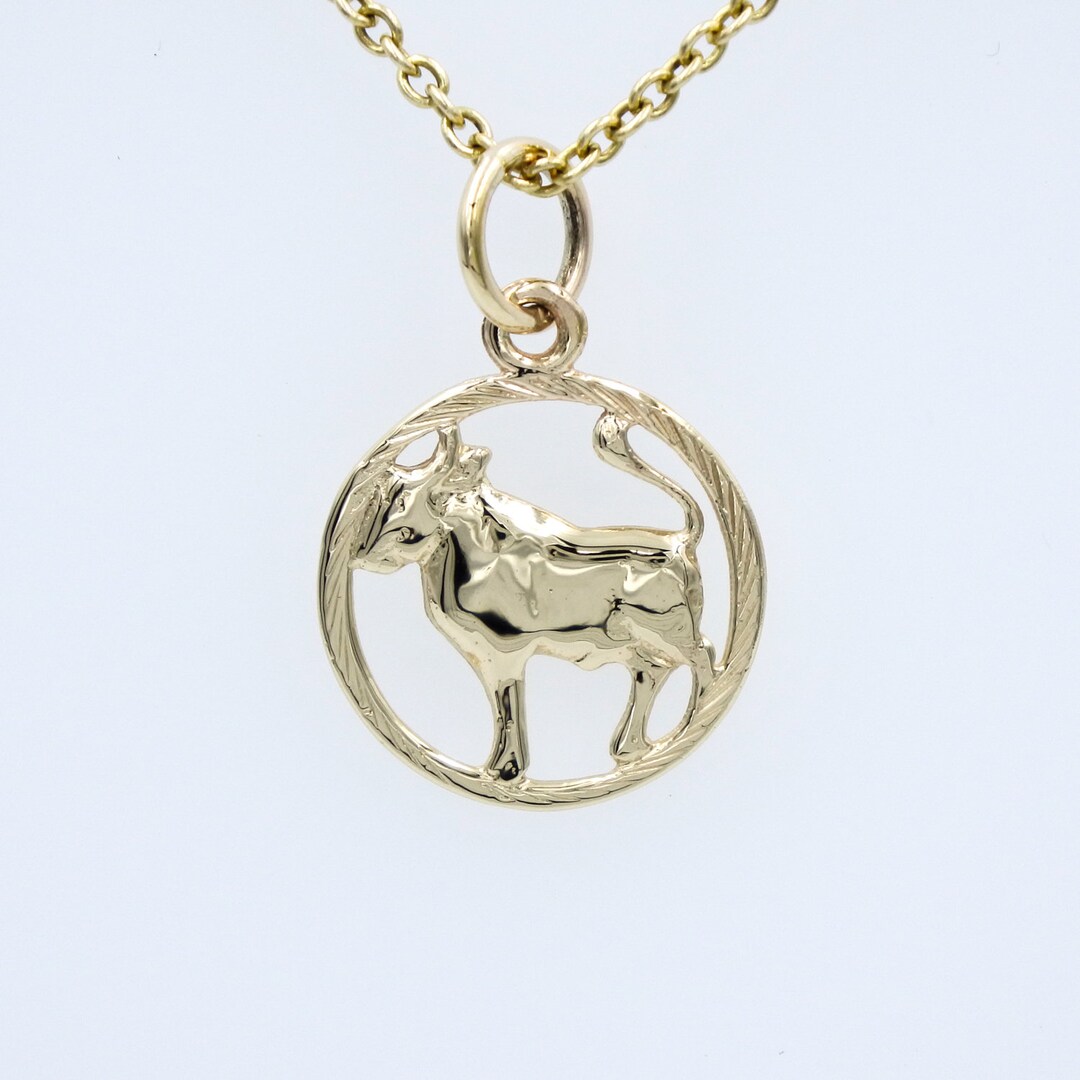 Solid 9ct Gold Taurus Charm Pendant - Etsy Australia